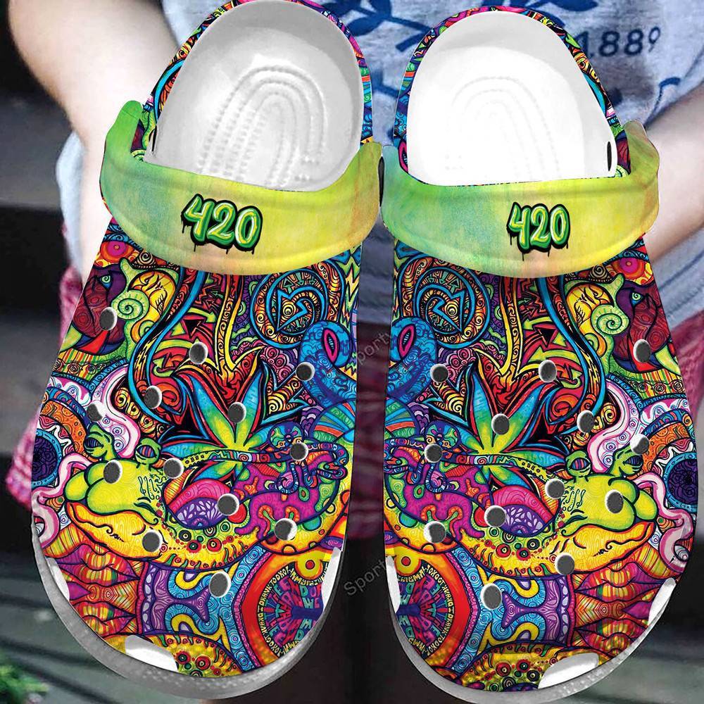 420 Hippie Trippy Tie Dye Weed Clogs Crocs Shoes - 365crocs