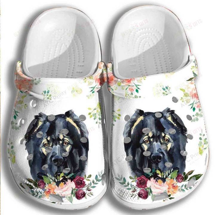 Black Flower Dog Crocs Classic Clogs Shoes - 365crocs
