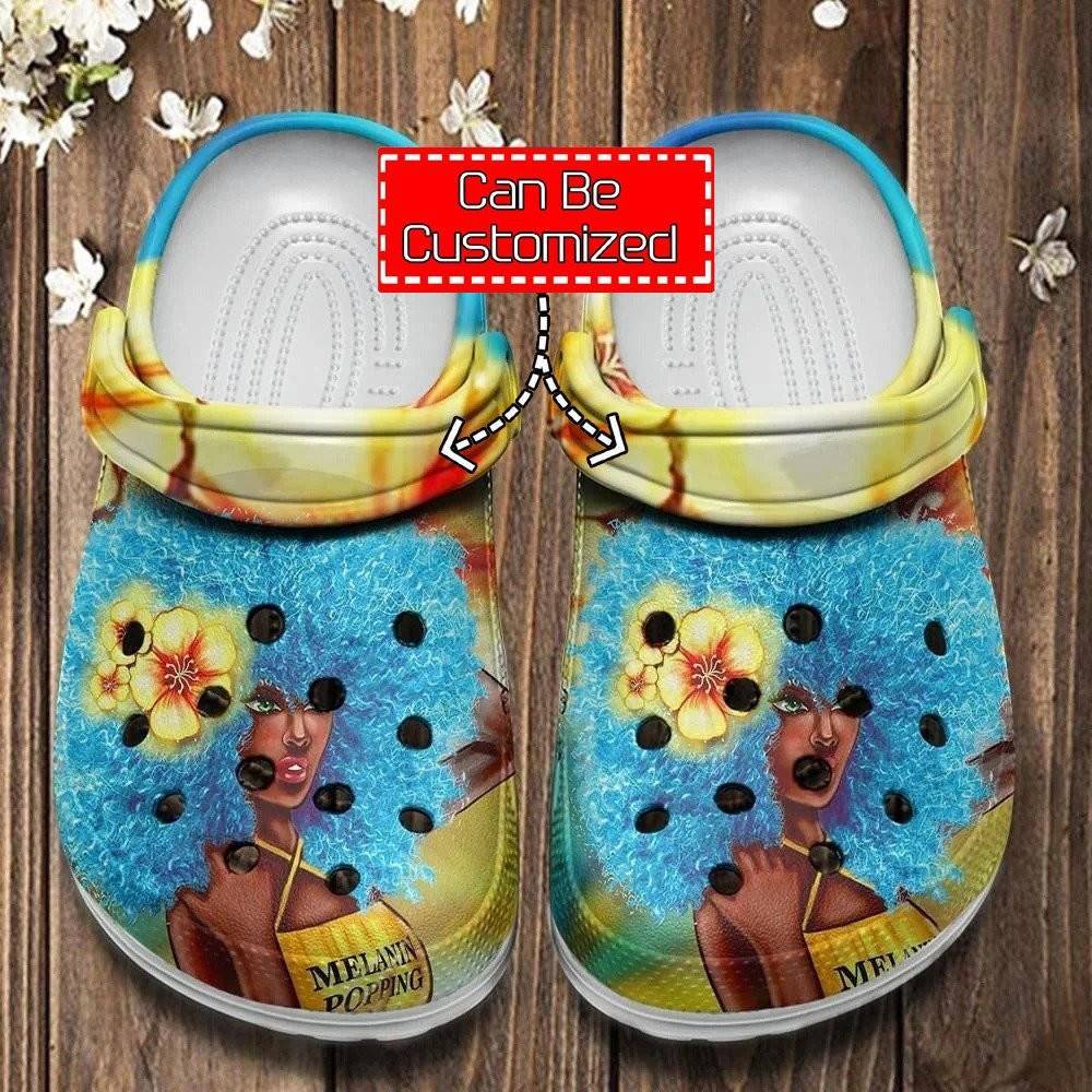 Blue Hair Melanin Poppin clog Crocs Shoes Custom - 365crocs