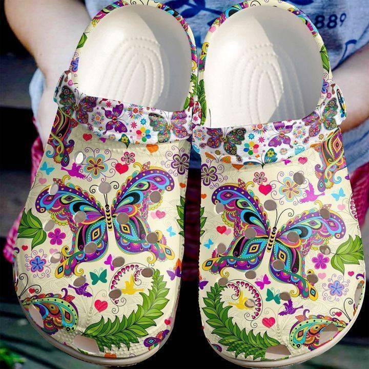 Butterfly Hippie Crocs Classic Clogs Shoes - 365crocs