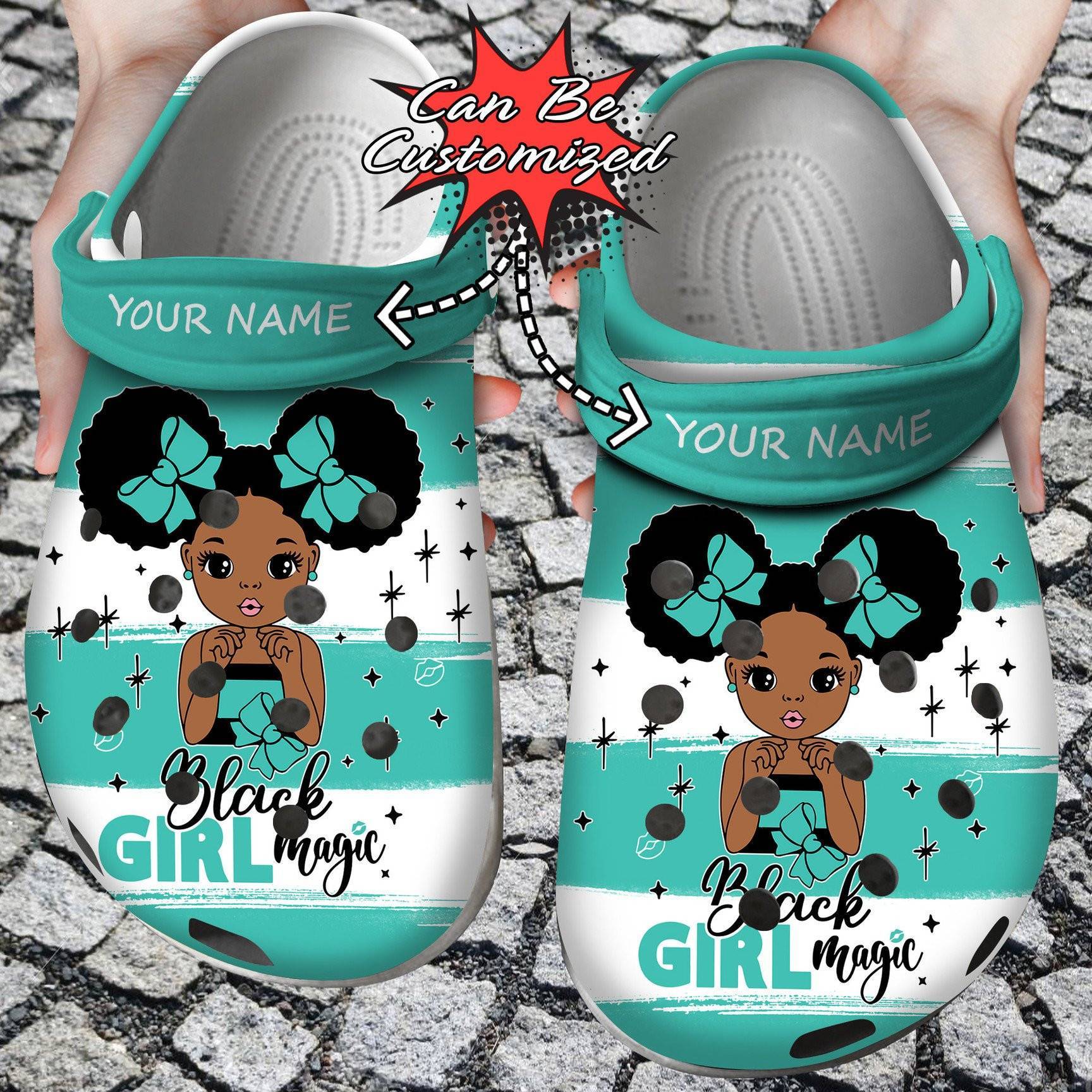 Personalized Black Girl Magic Crocs Clog Shoes Afro Girl Crocs - 365crocs
