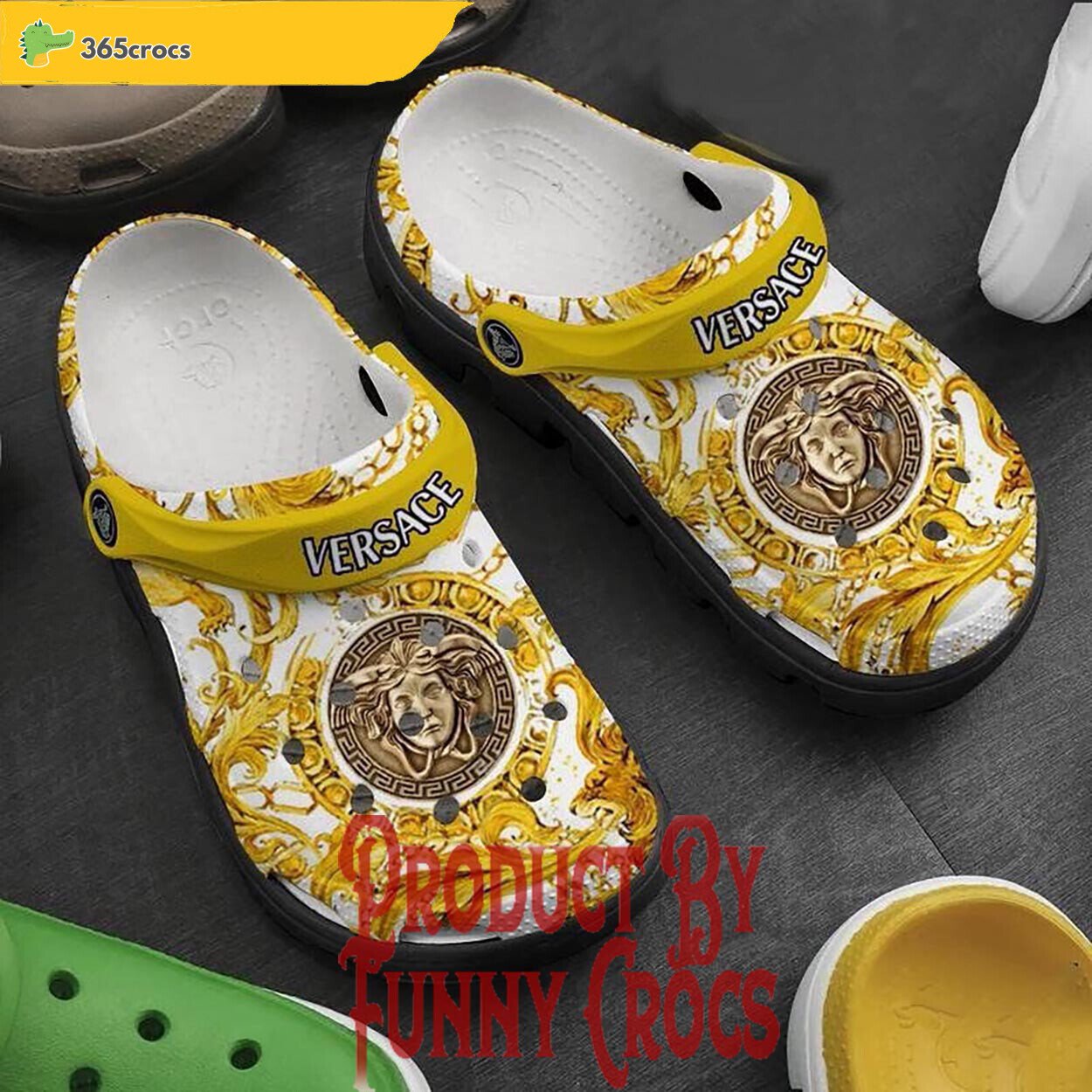 Versace White Gold Crocs Shoes Embrace True Comfort Stylish Clog Design ...